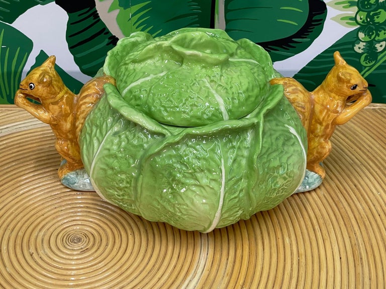 Ceramic Cabbage with Squirrels Cookie Jar by Gloria Vanderbilt For Sale ...