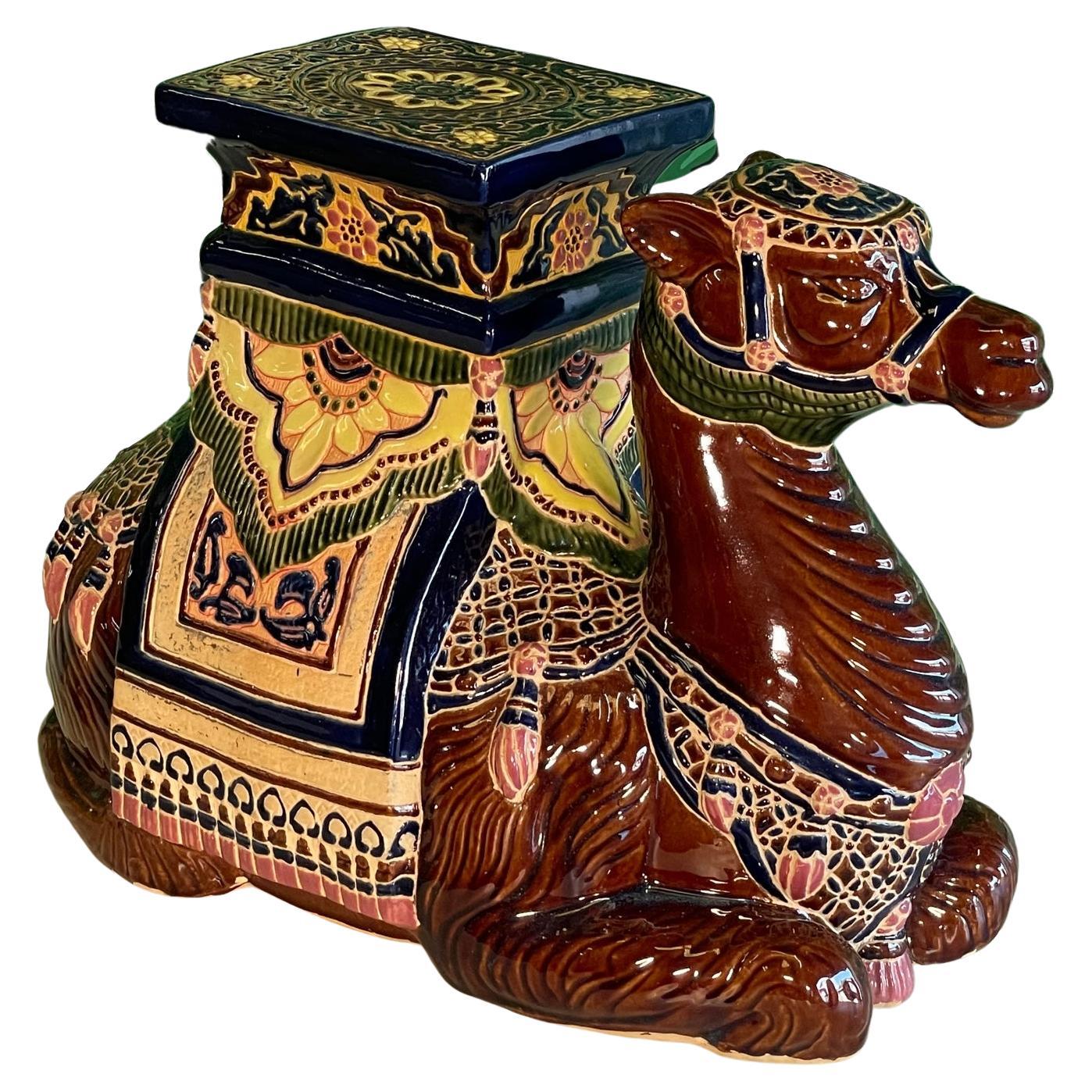 Pair Of Camel Ceramic Garden Seat Or Side Tables at 1stDibs