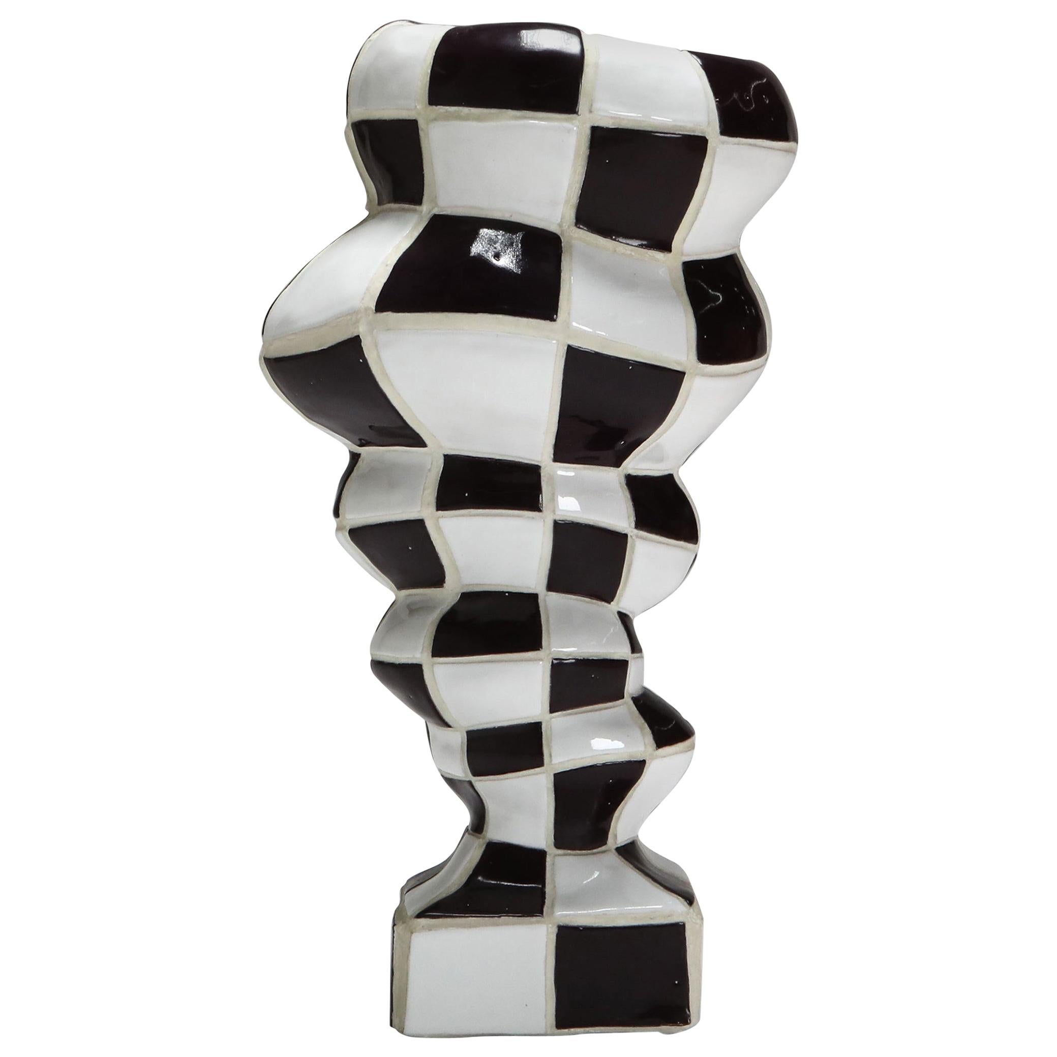 Nerikomi Checkered Ceramic Vase with Peach Accent by Fizzy Ceramics at ...