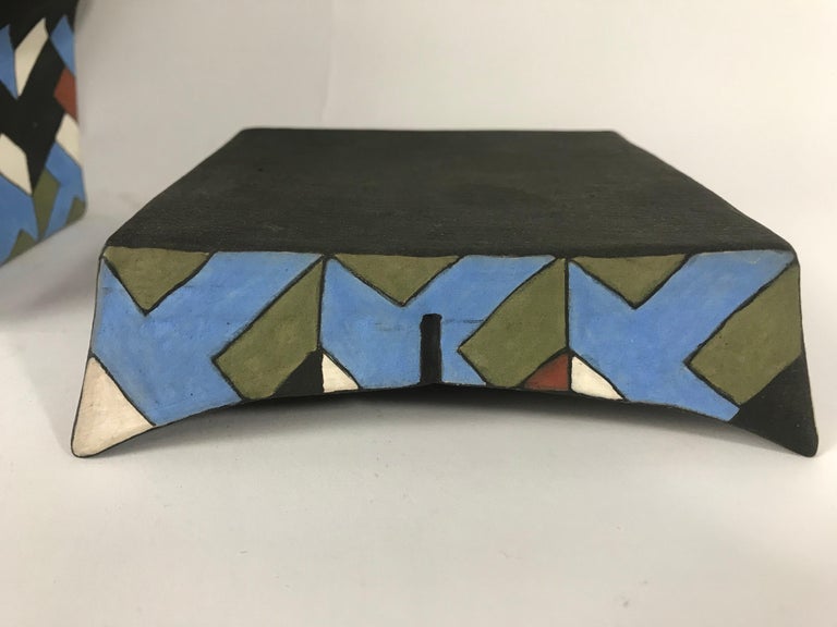 Ceramic Covered Cubist Vase/Pot by Phillip and Marilyn Garnick at 1stDibs