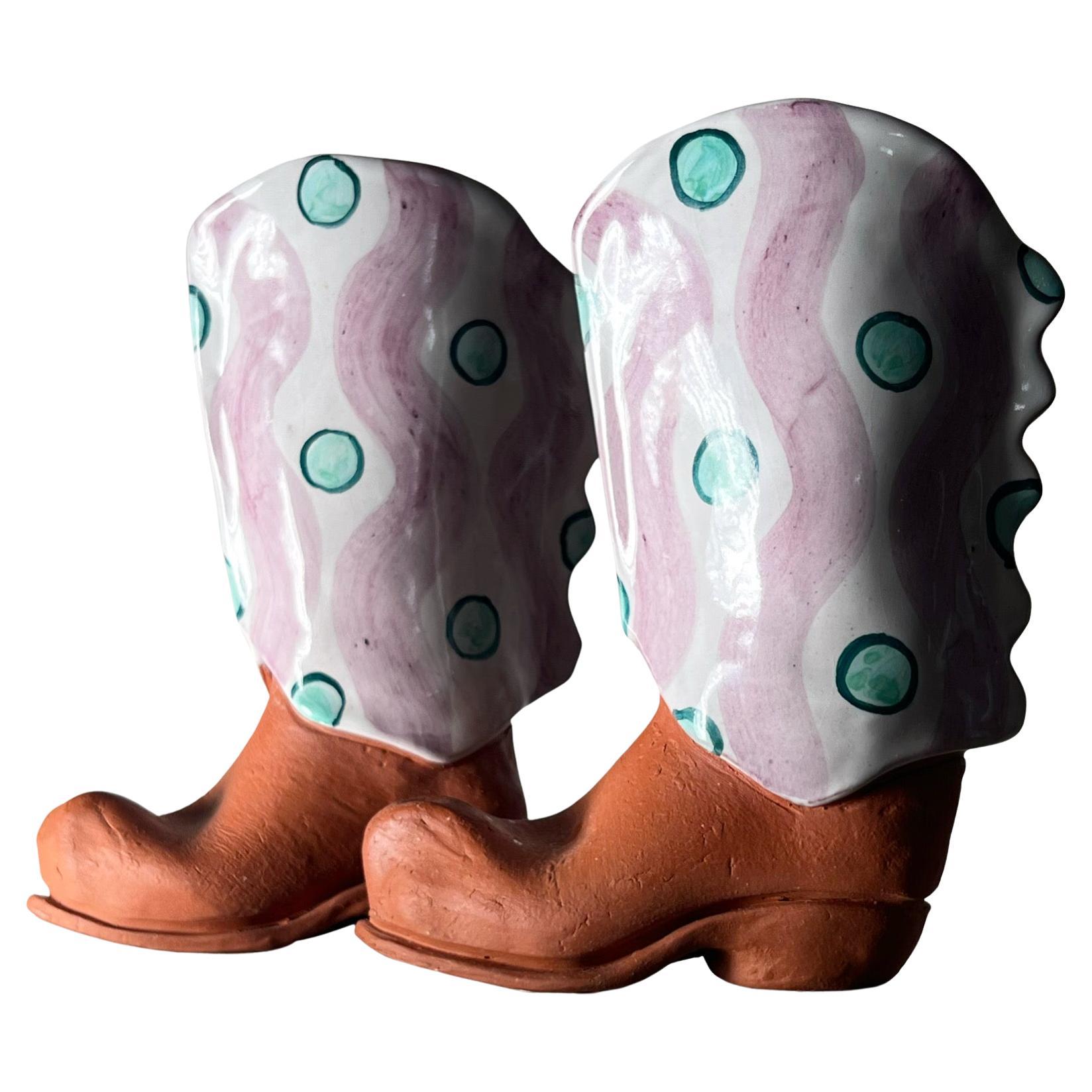 Huge Ceramic Cowboy Boots Salt&Pepper Shakers, Signed by Artist, 20th ...