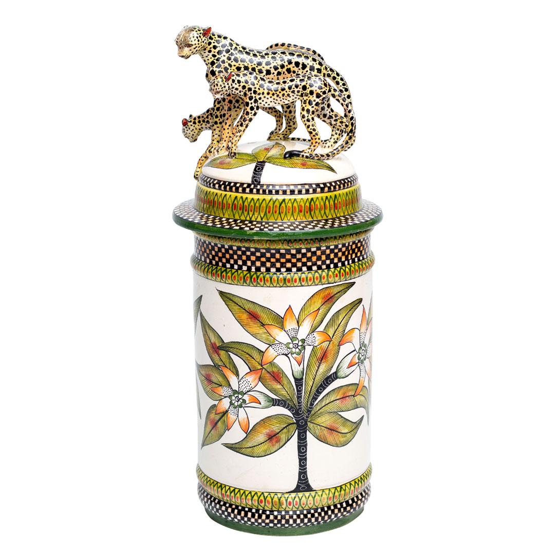 Ceramic Cylinder Cheetah Vase, hand made in South Africa For Sale at ...