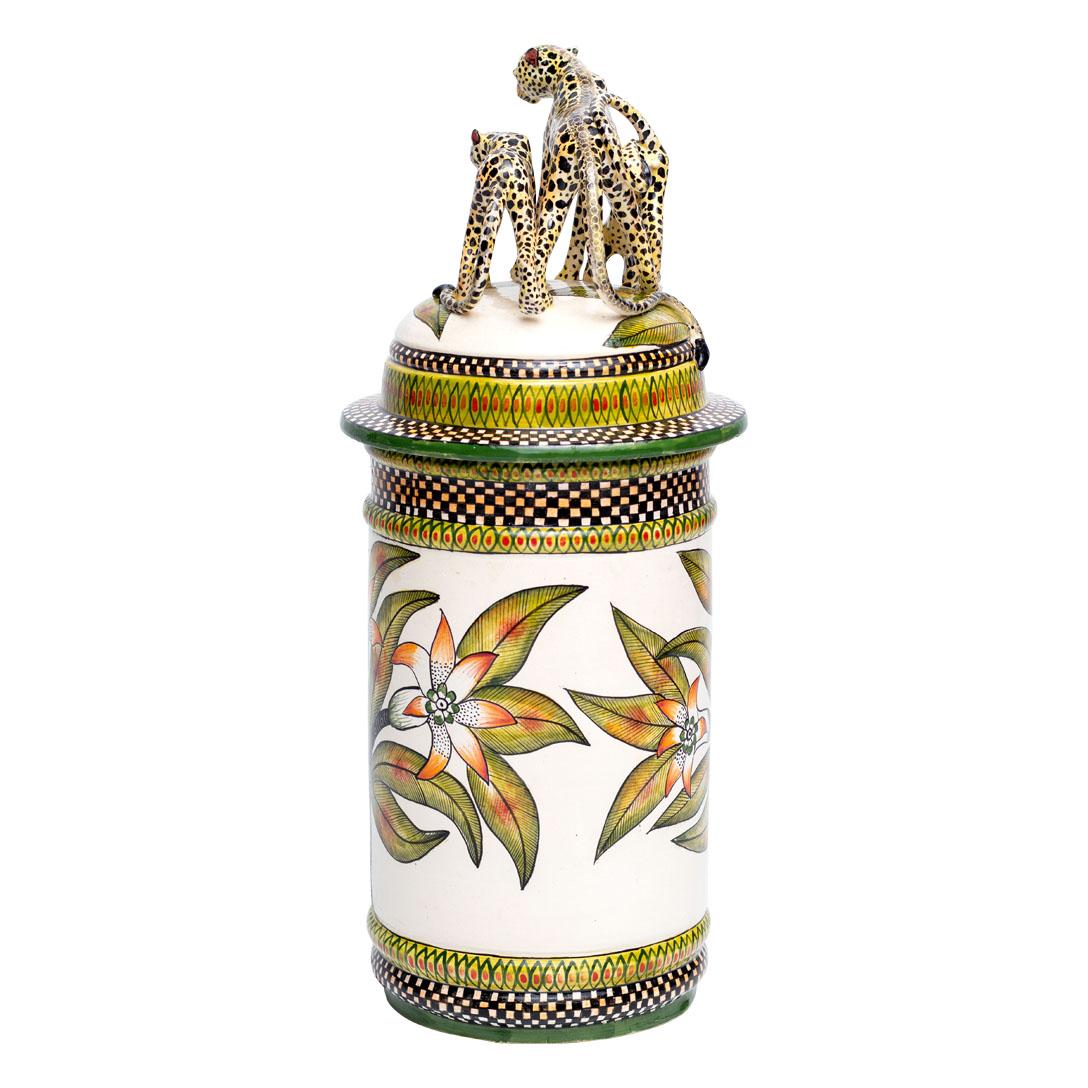 Ceramic Cylinder Cheetah Vase, hand made in South Africa For Sale at ...
