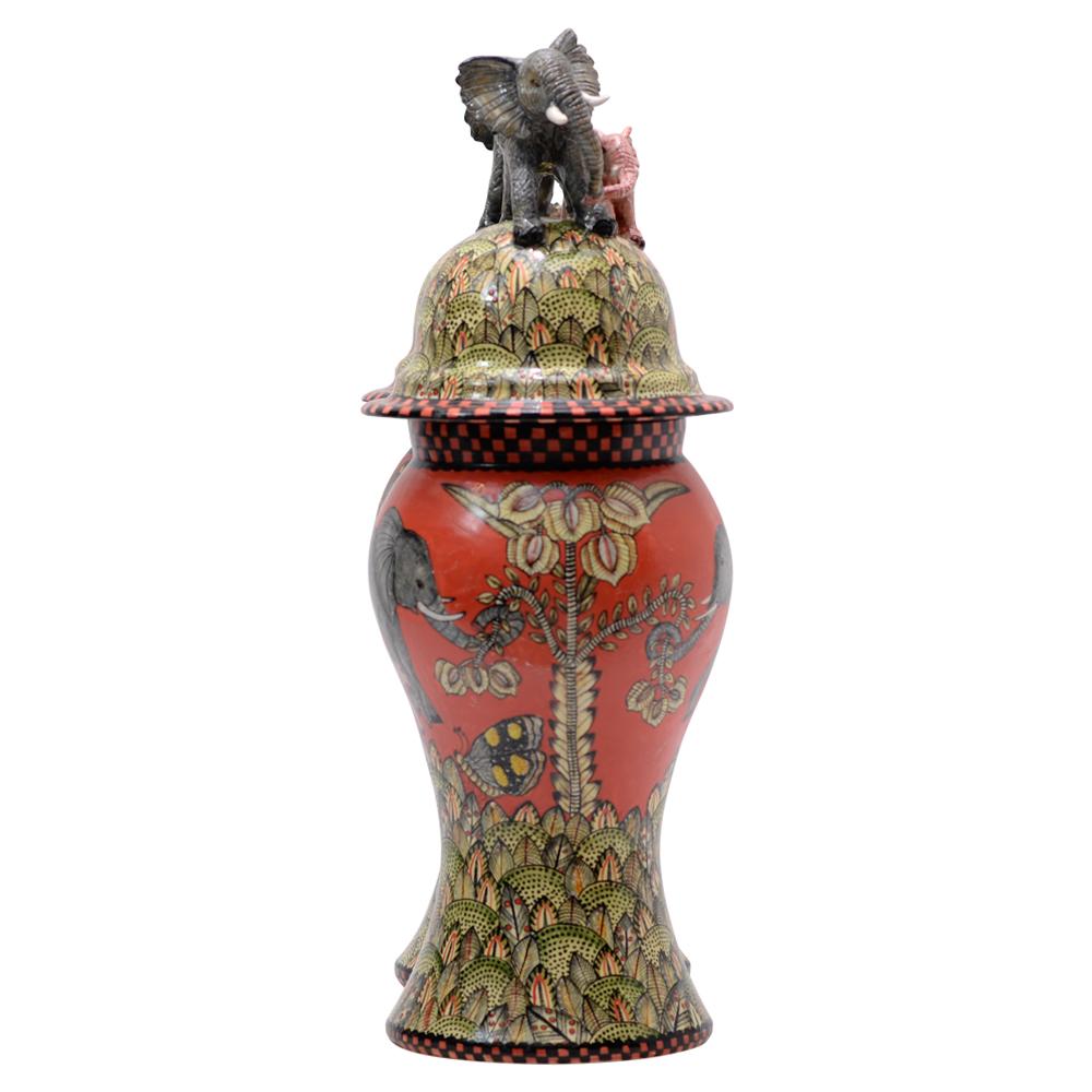 Ceramic Elephant Urn Pair, hand made in South Africa For Sale at 1stDibs