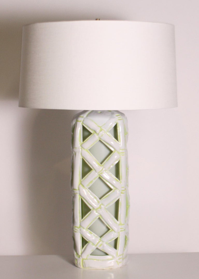 Ceramic Faux Bamboo Lamp, c. 1960 For Sale at 1stDibs
