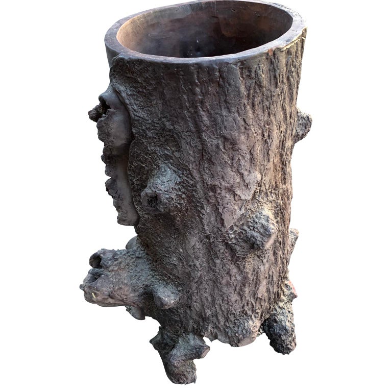 Ceramic Faux Bois Tree Trunk Planter Or Jardinière at 1stDibs