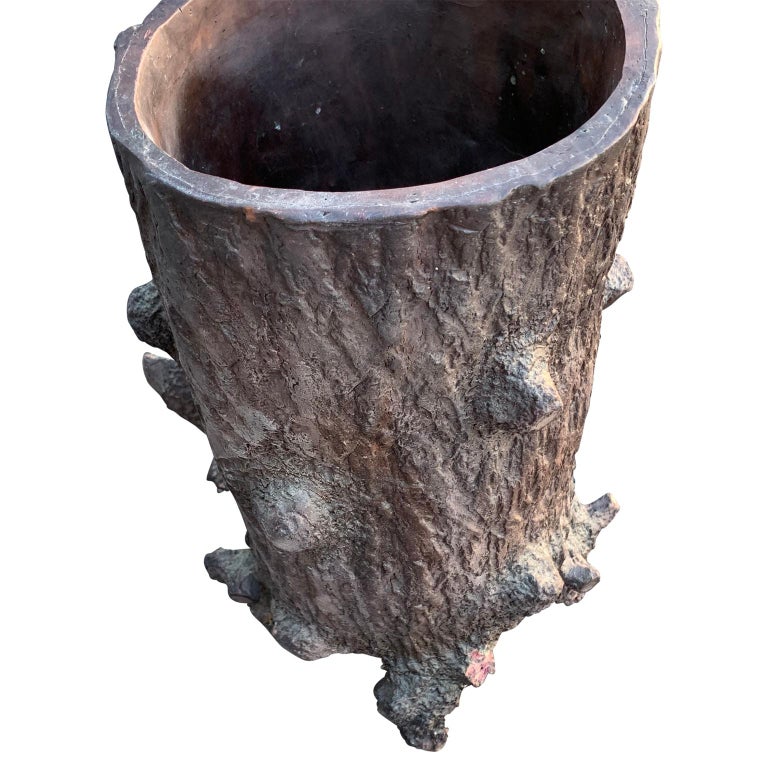 Ceramic Faux Bois Tree Trunk Planter Or Jardinière at 1stDibs