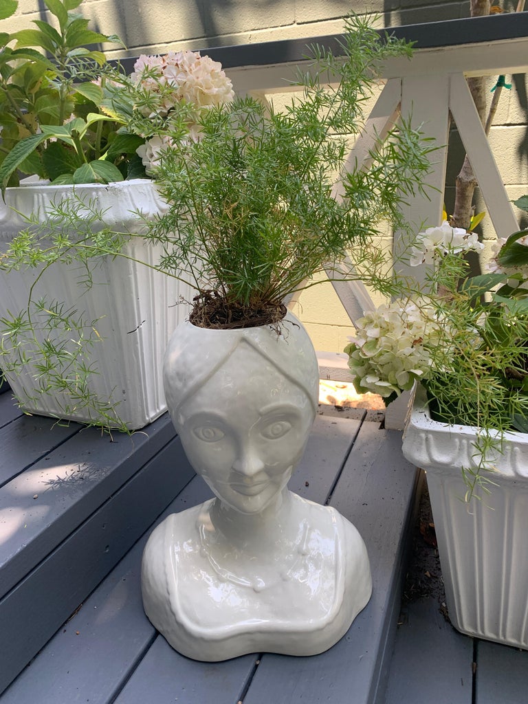 Ceramic Female Head Planter at 1stDibs | ceramic head planter