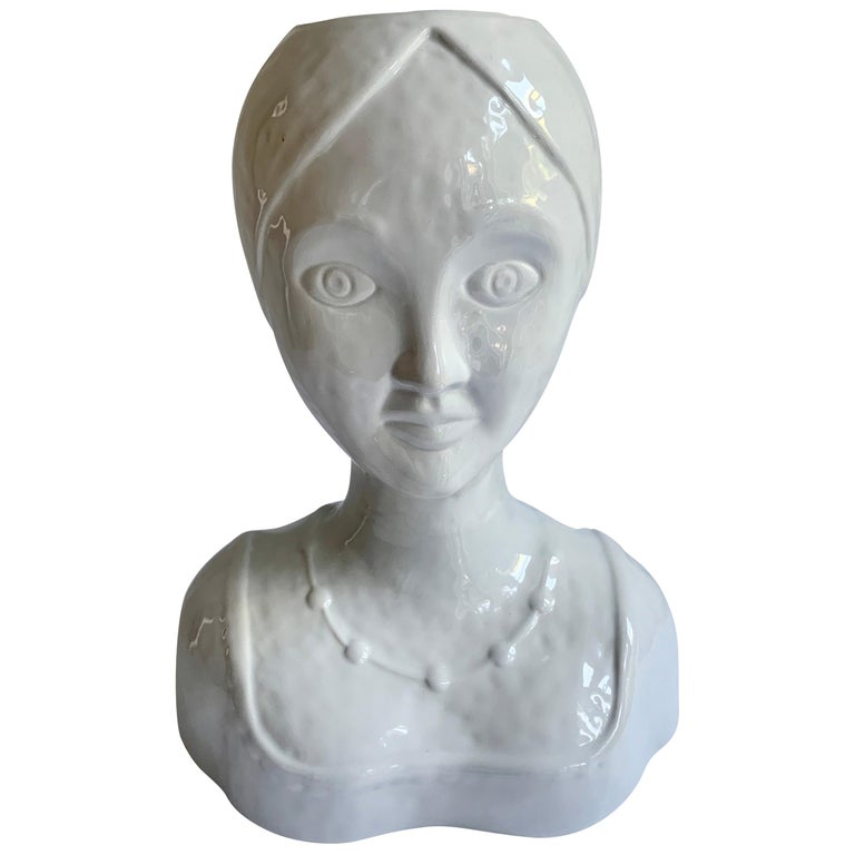 Ceramic Female Head Planter at 1stDibs | ceramic head planter