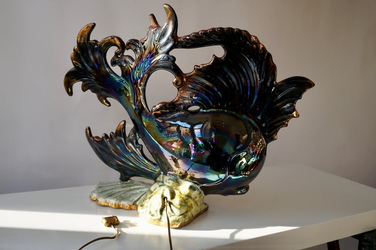 Ceramic Fish Lamp at 1stdibs