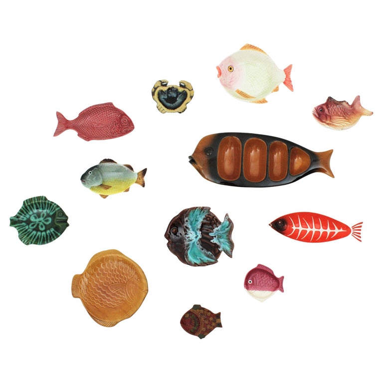 Ceramic Fish Plates Wall Art Composition, Mid-Century Modern Period For ...