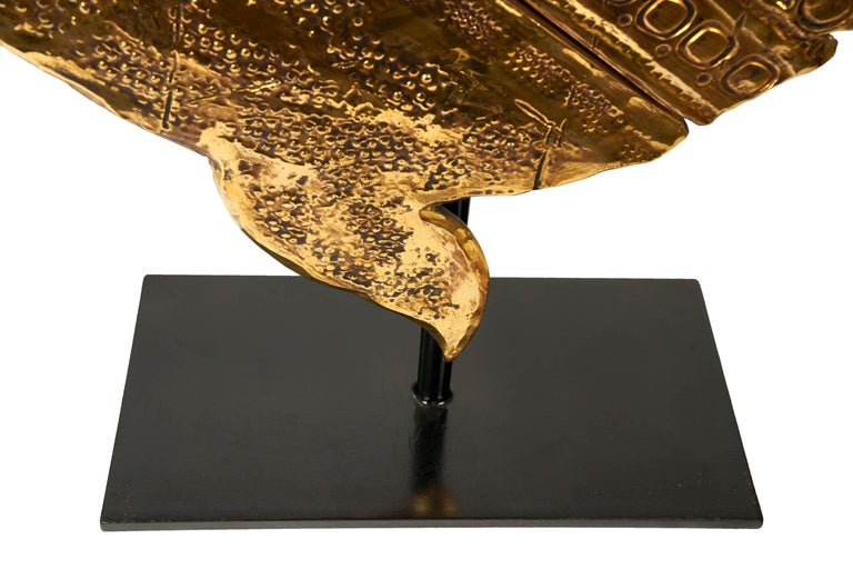 Ceramic Fish Sculpture 24kt Gold Luster Pedestal or Wall Mounted ...