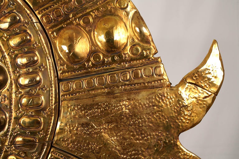 Ceramic Fish Sculpture 24kt Gold Luster Pedestal or Wall Mounted ...