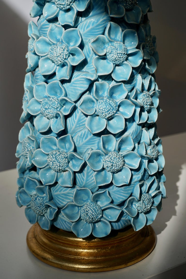 Ceramic Flower Table Lamp in Blue Color, 1950s at 1stDibs | ceramic ...