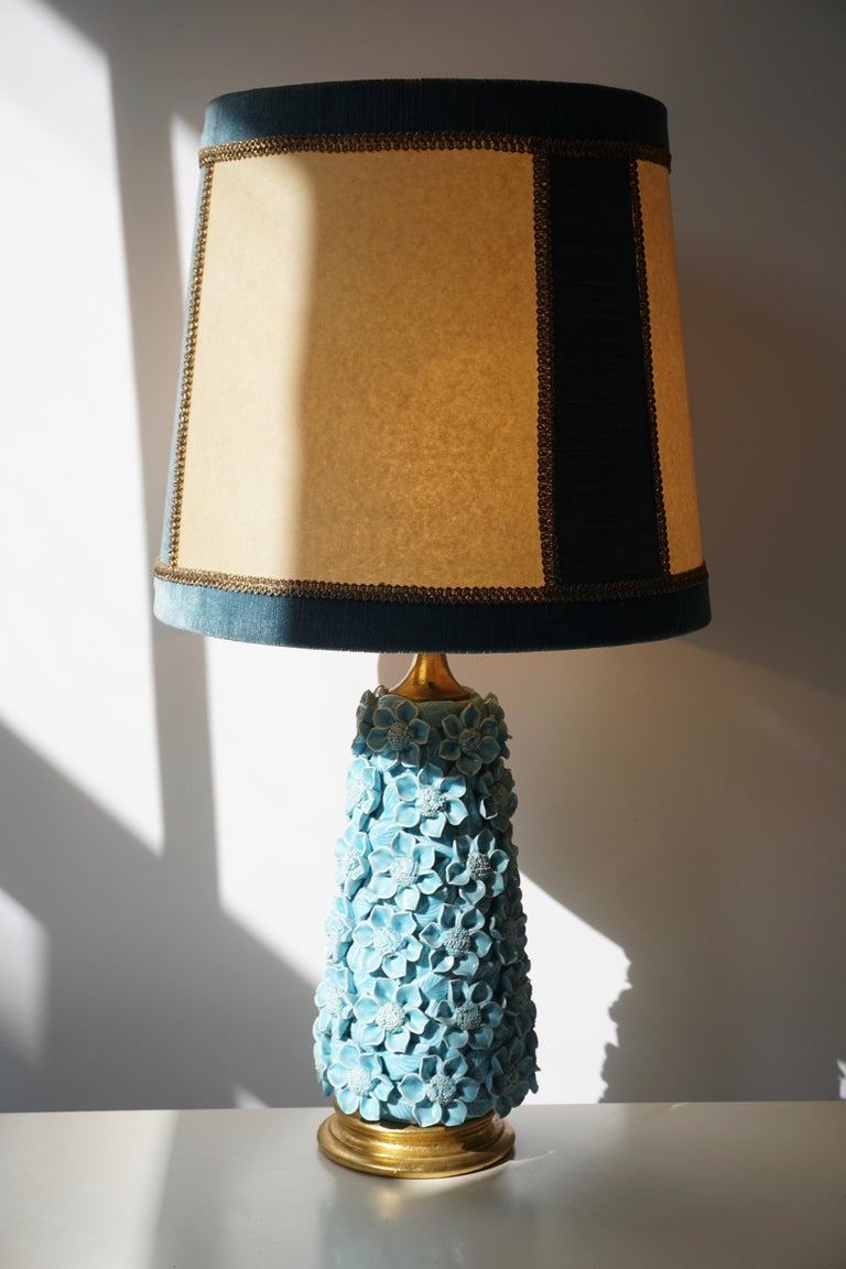 Ceramic Flower Table Lamp in Blue Color, 1950s at 1stDibs | ceramic ...