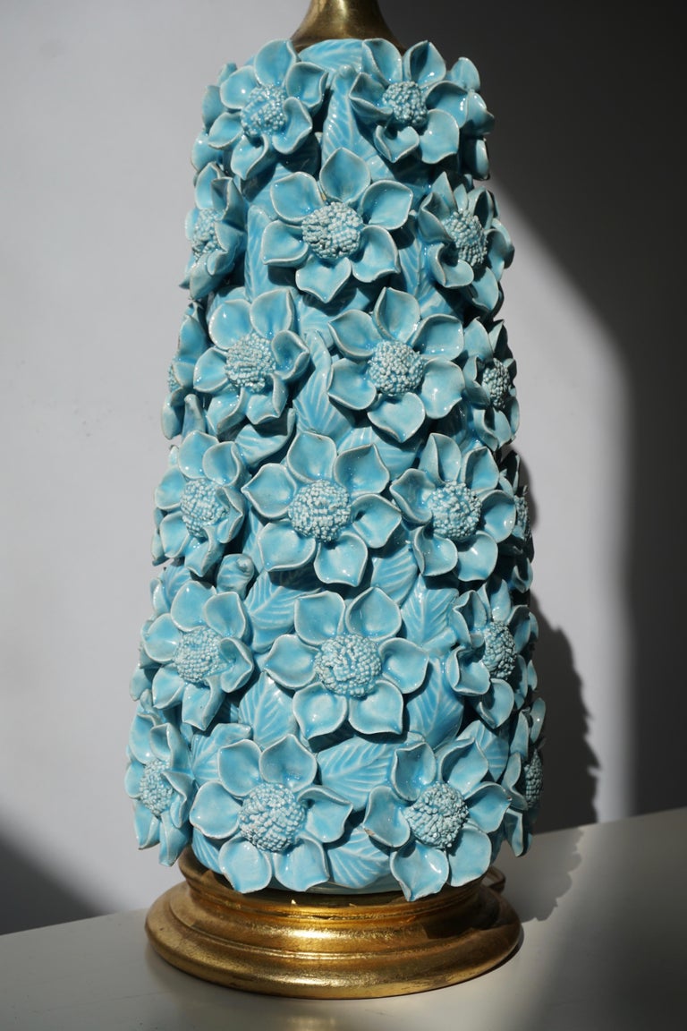 Ceramic Flower Table Lamp in Blue Color, 1950s at 1stDibs | ceramic ...