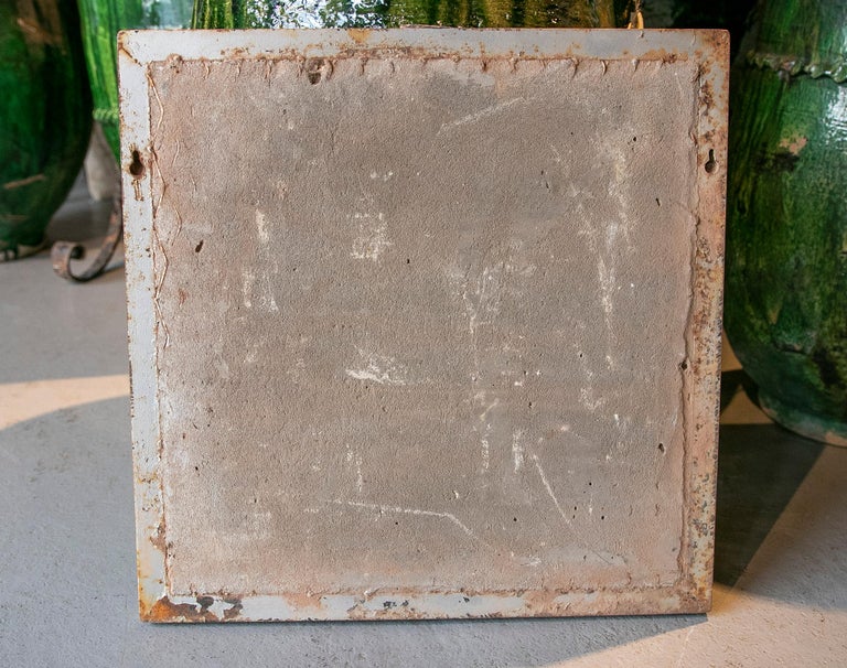 Ceramic Framed Tiled Panel with Green Glazed Decoration For Sale at 1stDibs