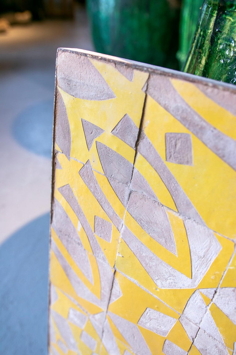 Ceramic Framed Tiled Panel with Yellow Glazed Decoration For Sale at ...