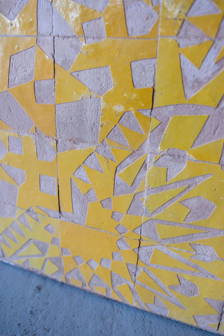 Ceramic Framed Tiled Panel with Yellow Glazed Decoration For Sale at ...