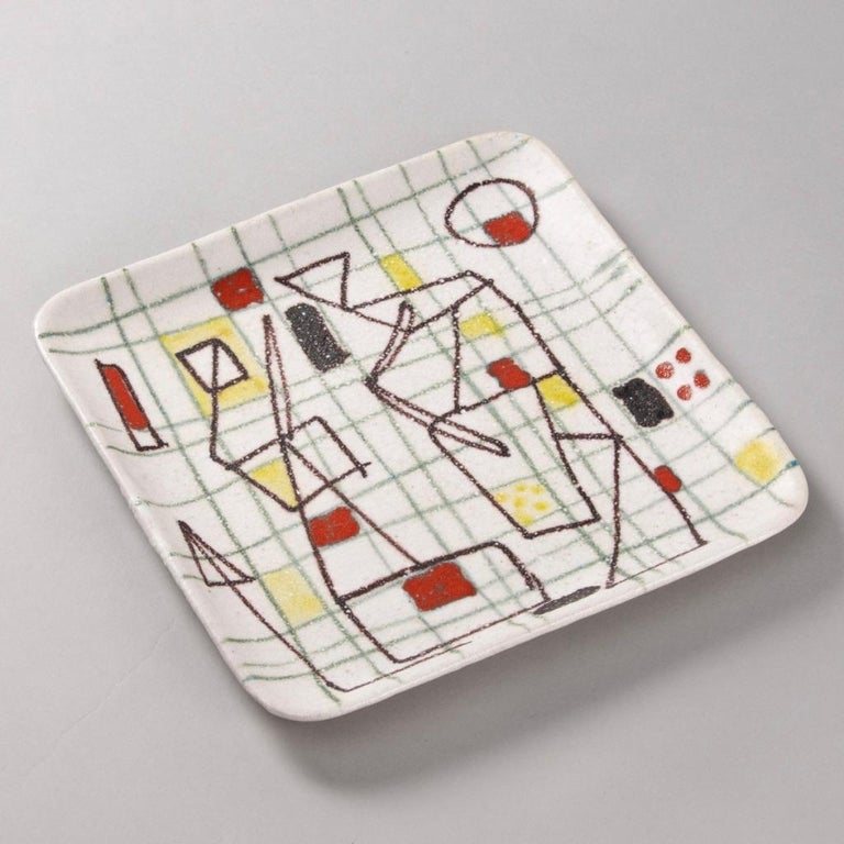 Ceramic Freeform Plate by Guido Gambone Abstract Hand Painted Decor For ...