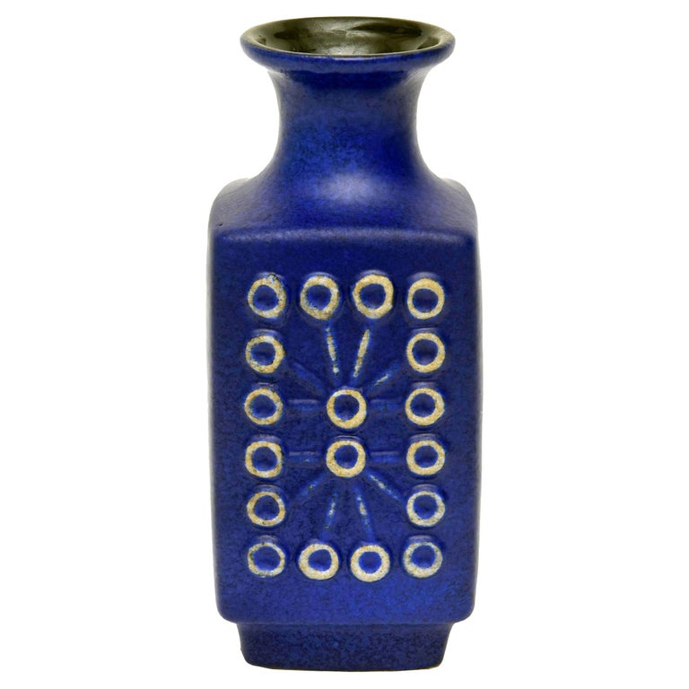 Ceramic Glazed Cobalt Blue Vase or Vessel Mid-Century Modern at 1stDibs