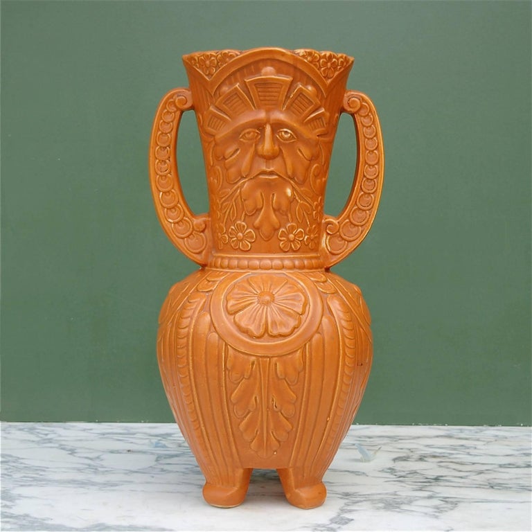 Ceramic Green Man Vase with Double Handle, Mid-20th Century For Sale at ...