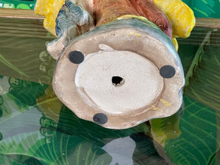 Ceramic Hand Painted Parrot Figurine For Sale at 1stDibs
