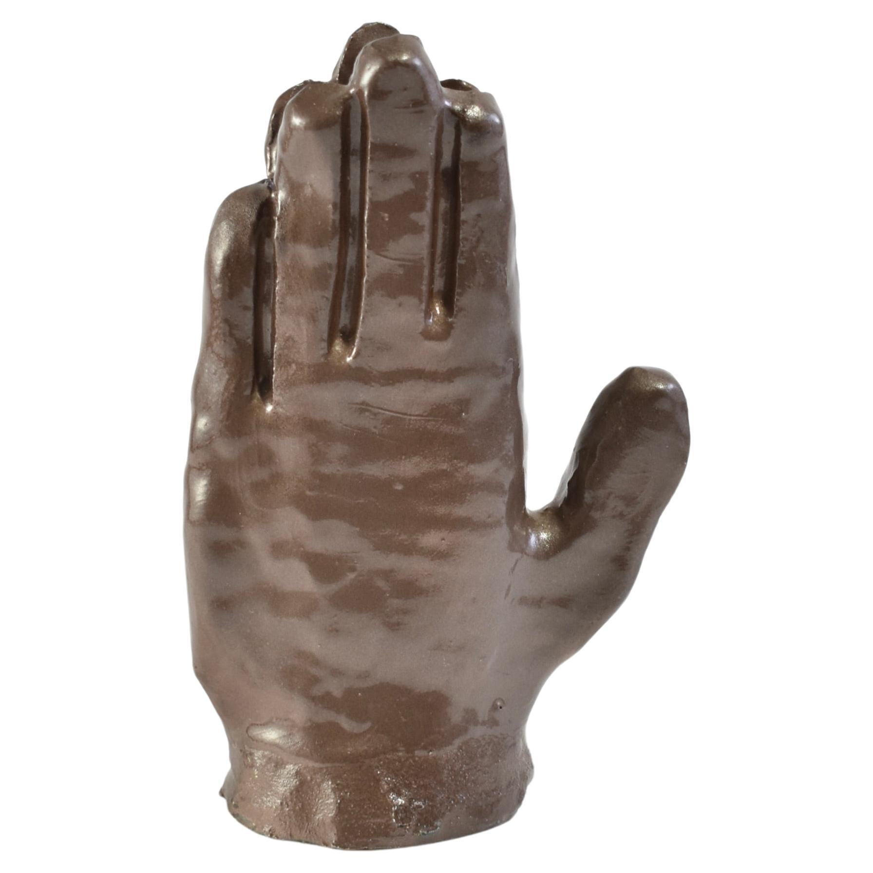 Three Hands Vase in White Ceramic For Sale at 1stDibs