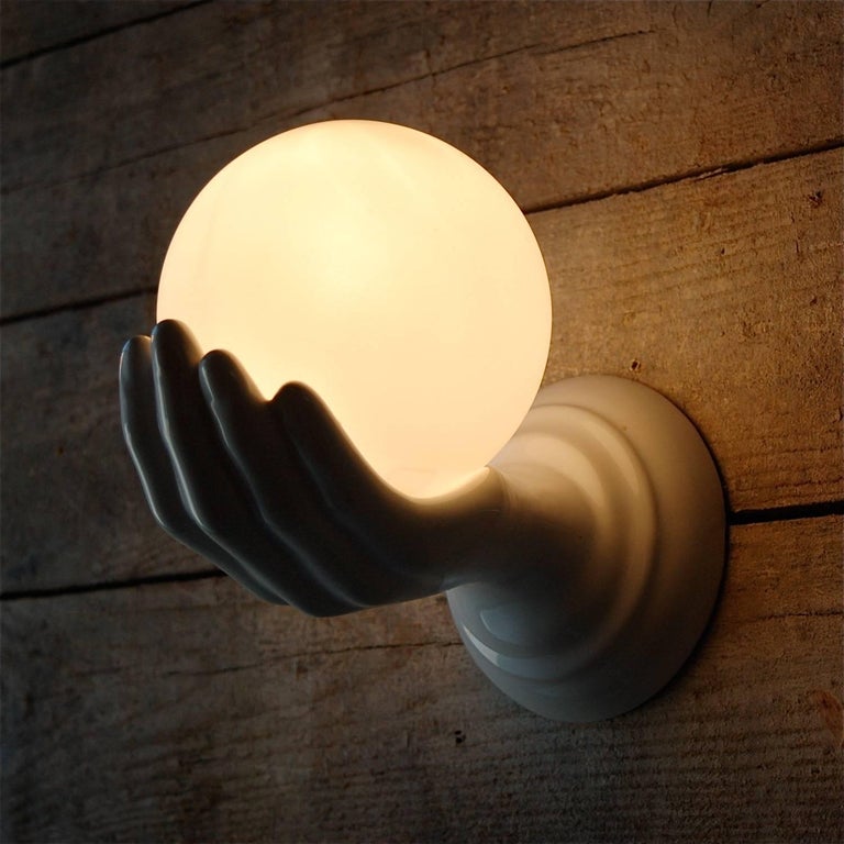 Ceramic Hand Wall Sconce, 1980s, Italy at 1stDibs