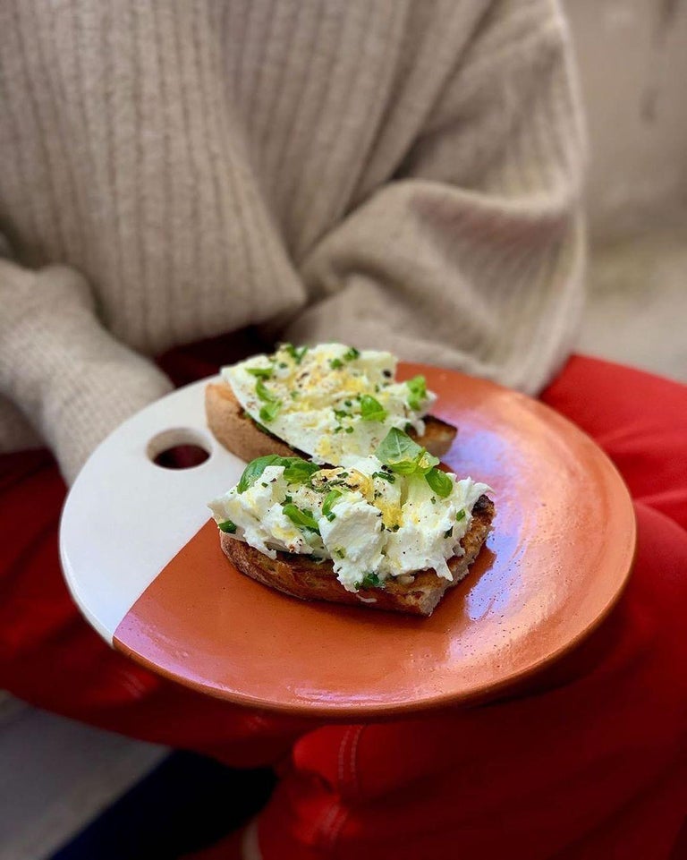 Ceramic Handmade Dipped Terracotta and White Circular Cheese Board ...
