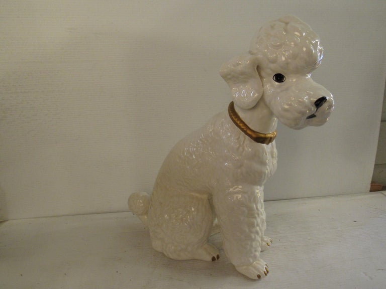 Ceramic Handmade Poodle Sculpture For Sale at 1stDibs
