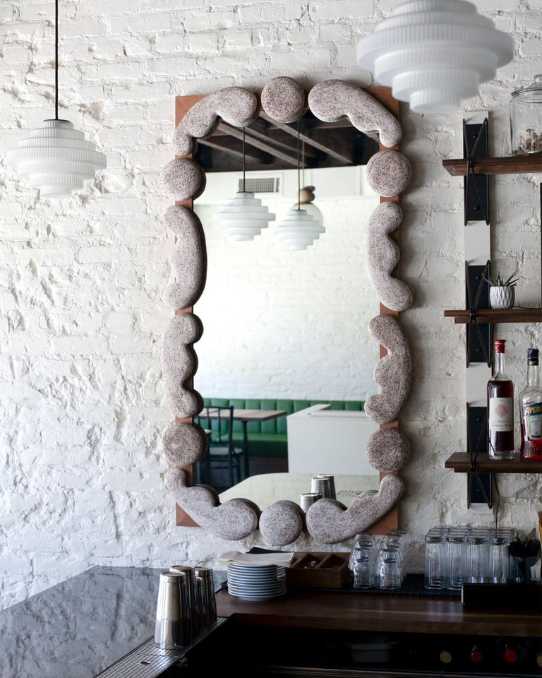 Ceramic and Hardwood, Roebling Wall Mirror, Organic Sculptural Stone ...
