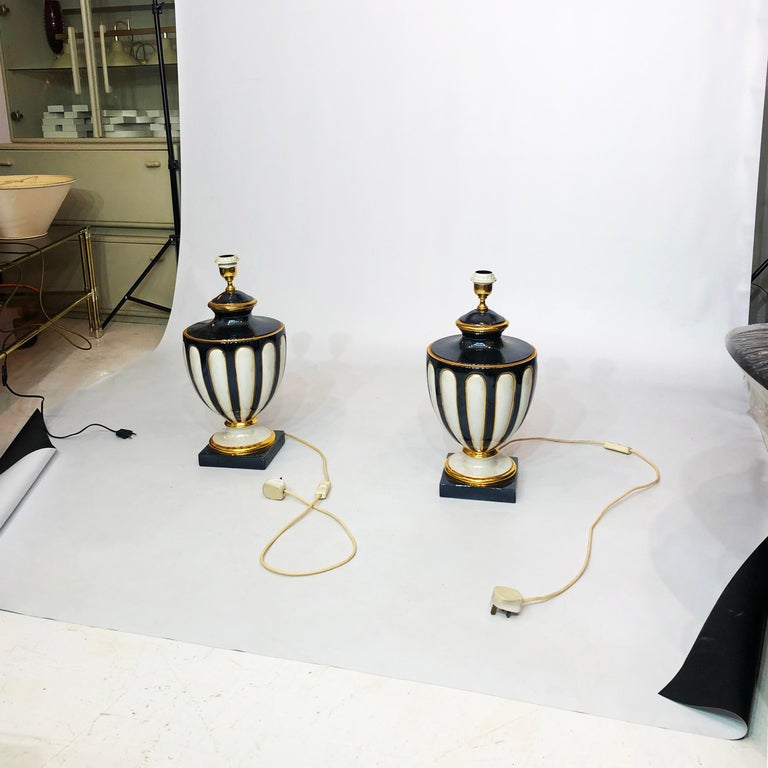 Ceramic Italian Neoclassical Table Lamps 1970s Vintage Hollywood ...