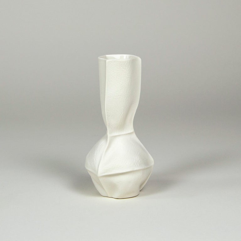 Sculptural Ceramic White Kawa Vase, Set of 5, Organic Leather Cast ...