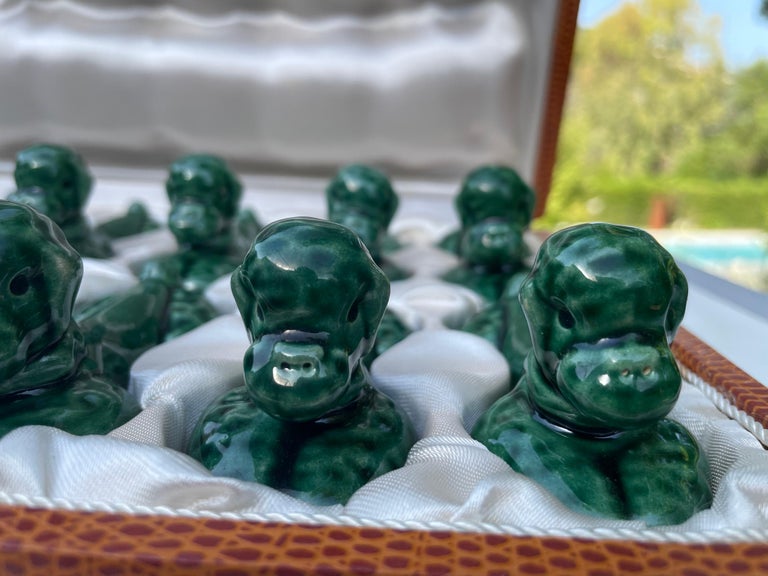 Ceramic Knife Rests Box, Green Color, 1960, France For Sale at 1stDibs