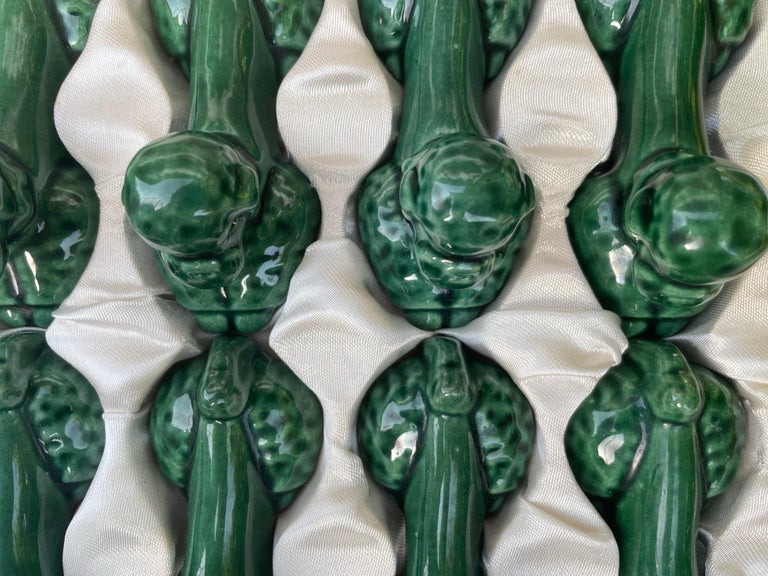 Ceramic Knife Rests Box, Green Color, 1960, France For Sale at 1stDibs
