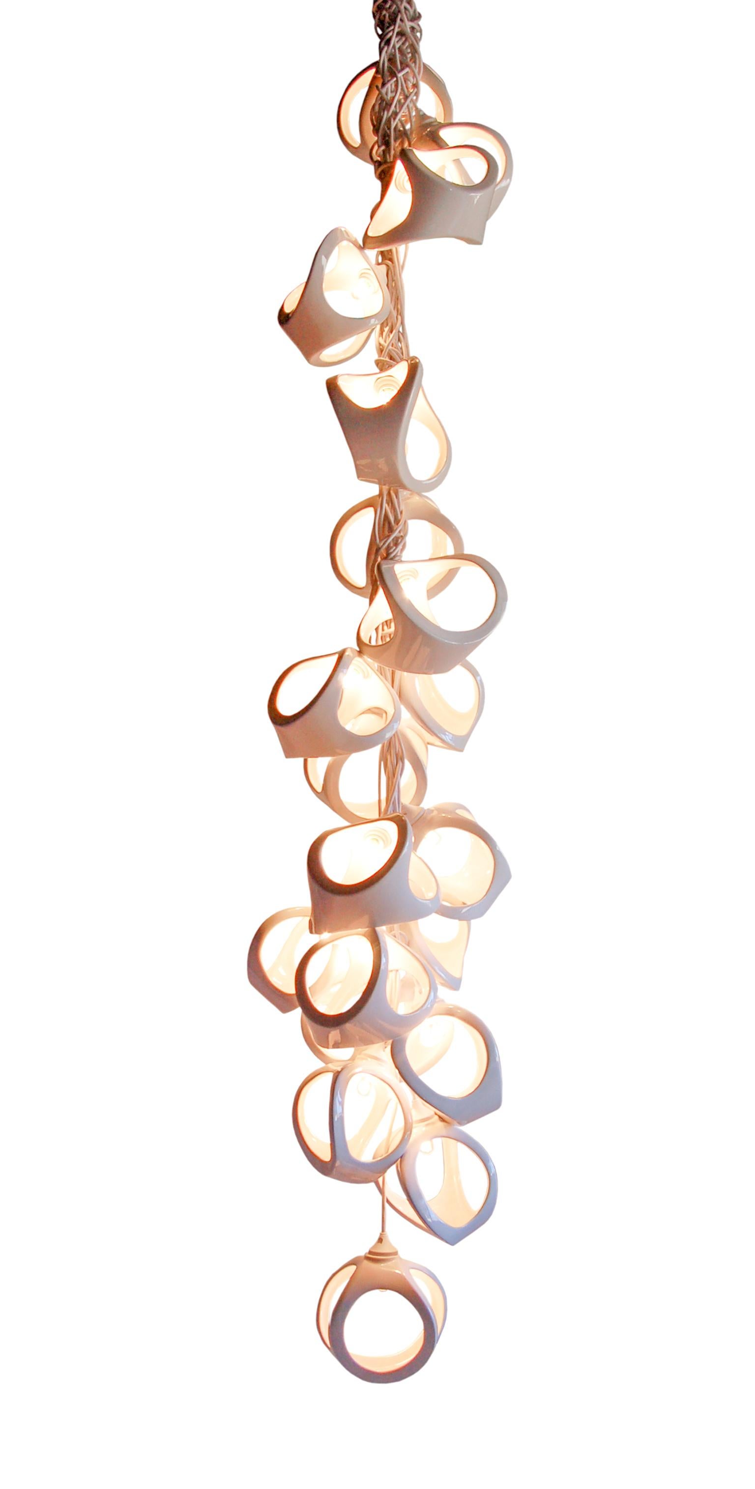 Ceramic Lamp 15 Cluster Vine Chandelier For Sale at 1stDibs | pendant ...