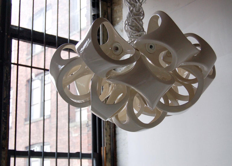 Ceramic Lamp 15 Wide Cluster Chandelier For Sale at 1stDibs