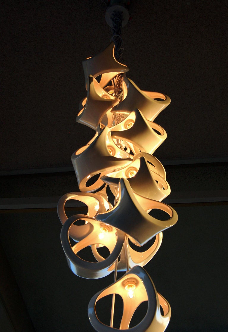 Ceramic Lamp 15 Wide Cluster Chandelier For Sale at 1stDibs