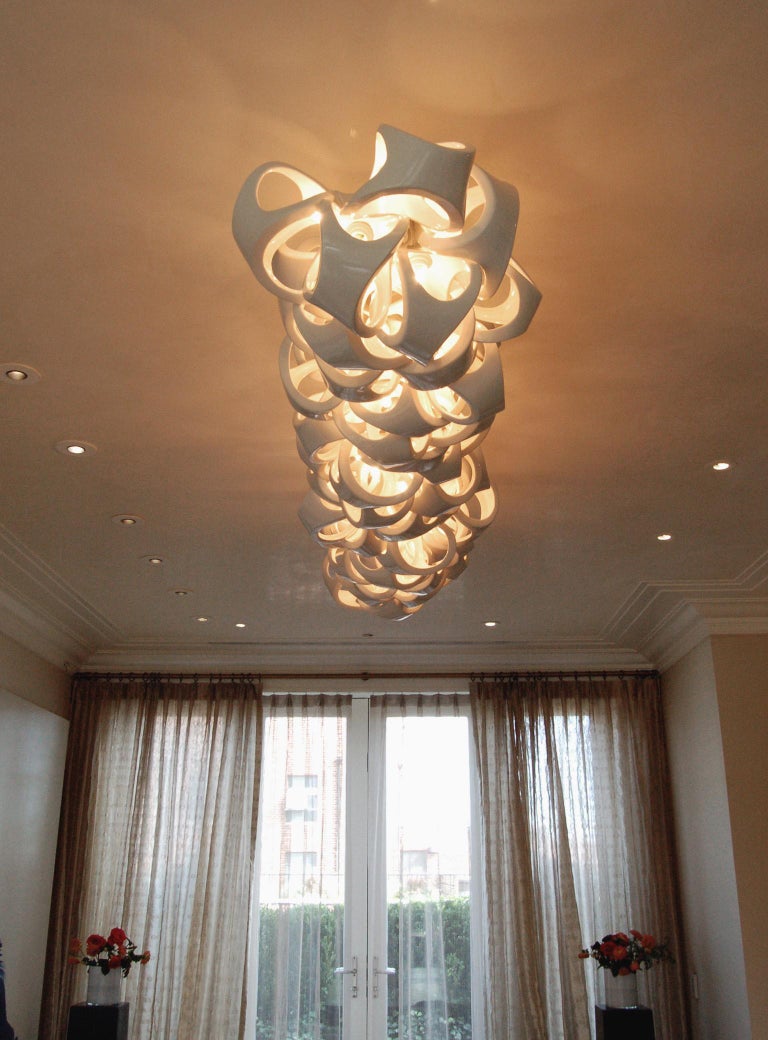 Ceramic Lamp 15 Wide Cluster Chandelier For Sale at 1stDibs