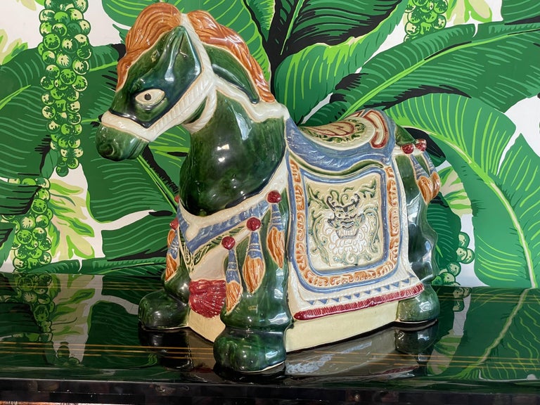Ceramic Large Horse Statue Figurine For Sale at 1stDibs