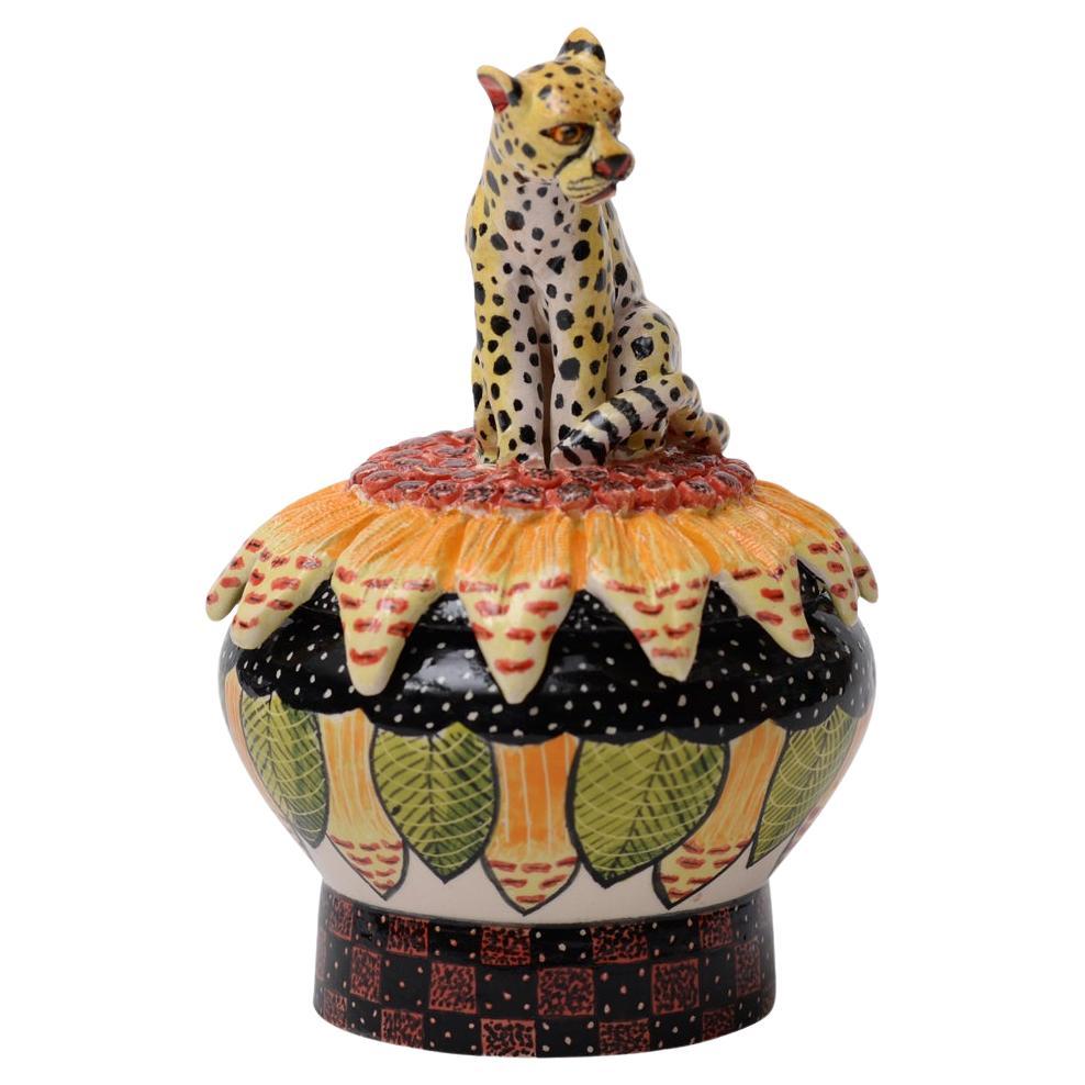 Ceramic Leopard Jewelry Box , hand made in South Africa For Sale at 1stDibs