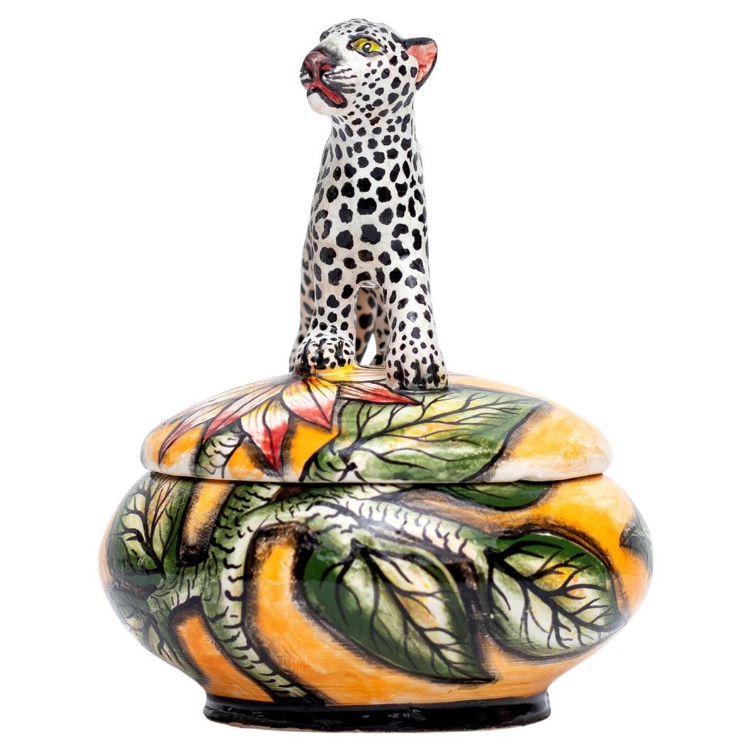 Ceramic Leopard Jewelry Box , hand made in South Africa For Sale at 1stDibs