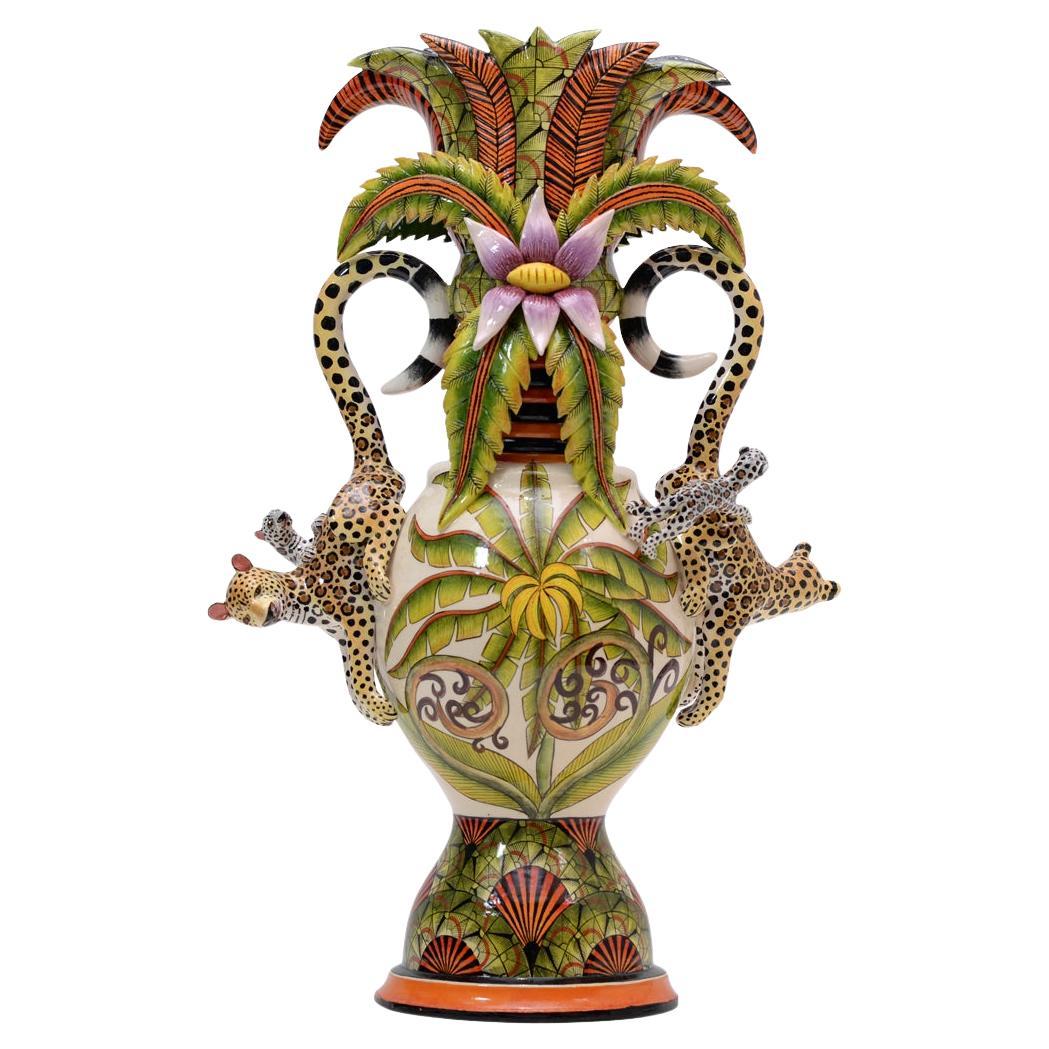 Ceramic Leopard Vase, hand made in South Africa For Sale at 1stDibs