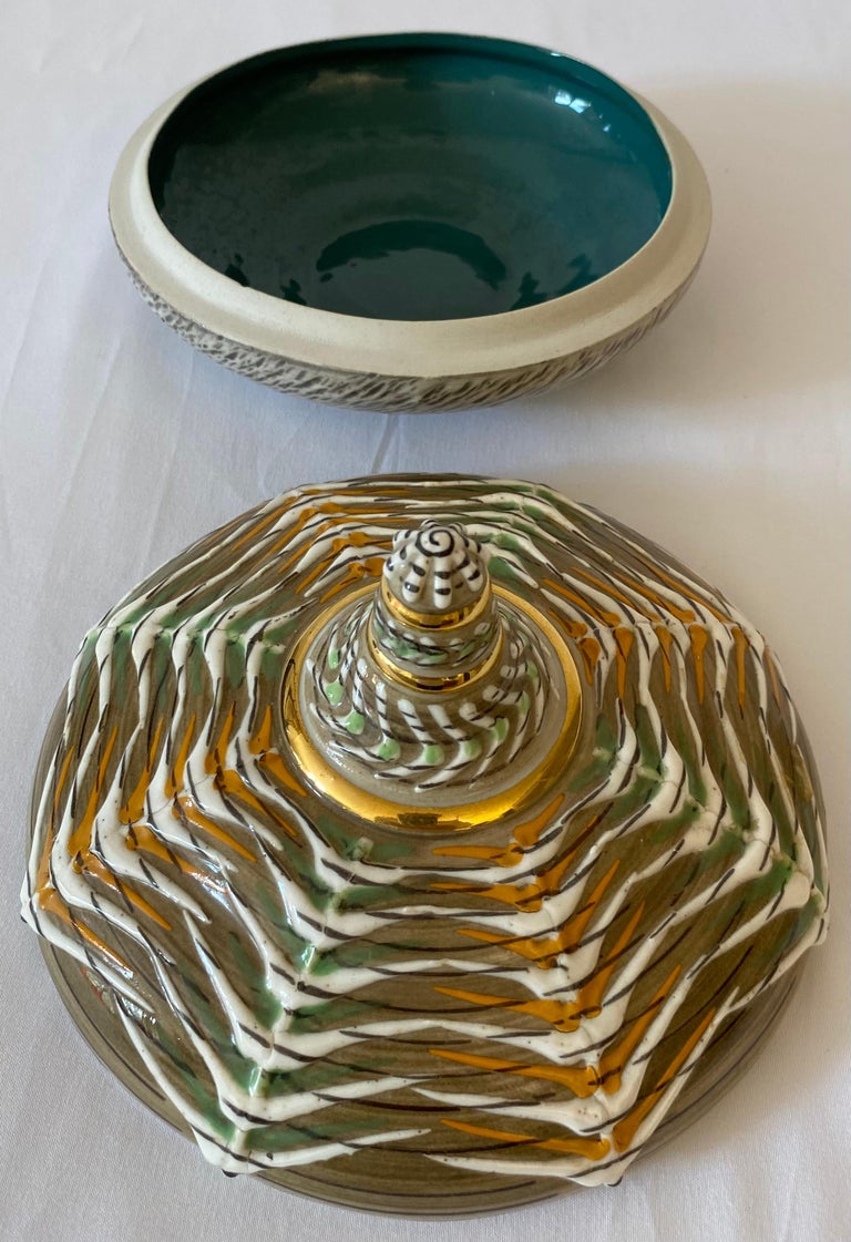 Ceramic Lidded Trinket or Jewelry Box Signed Jacques Breugnot, 1950s ...