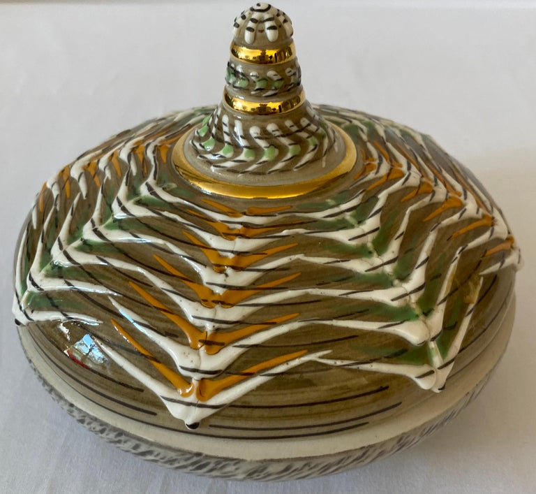 Ceramic Lidded Trinket or Jewelry Box Signed Jacques Breugnot, 1950s ...
