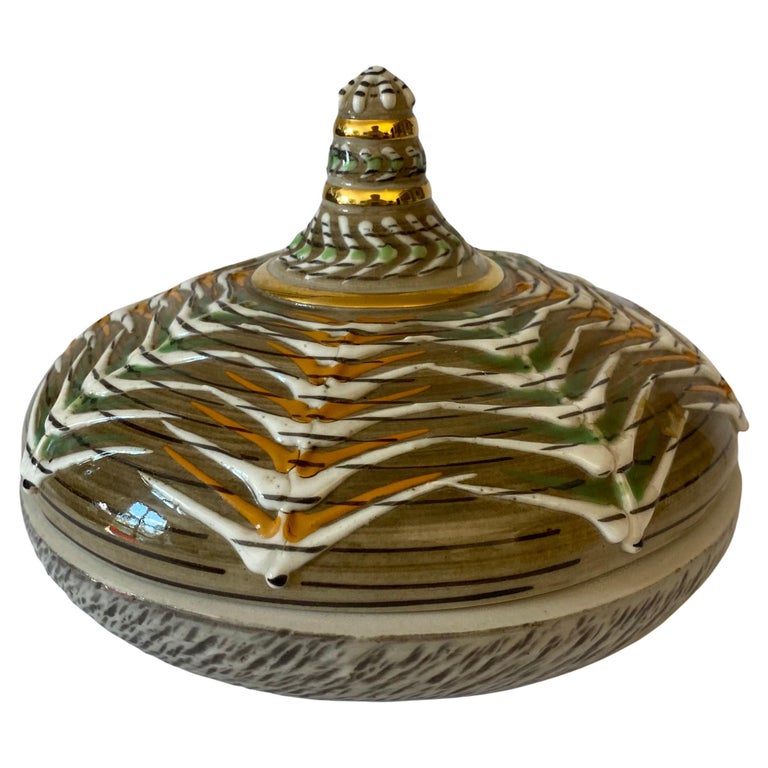 Ceramic Lidded Trinket or Jewelry Box Signed Jacques Breugnot, 1950s ...