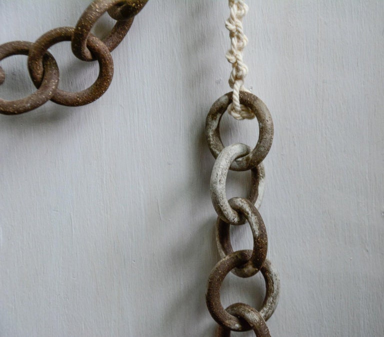 Ceramic Link Chain and Macramé Wall Sculpture For Sale at 1stDibs