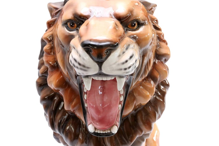 Ceramic Lion Sculpture, Handmade in Italy at 1stDibs | ceramic lion ...