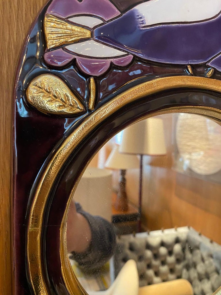 Ceramic Mirror by Mithé Espelt, France, 1970s For Sale at 1stDibs